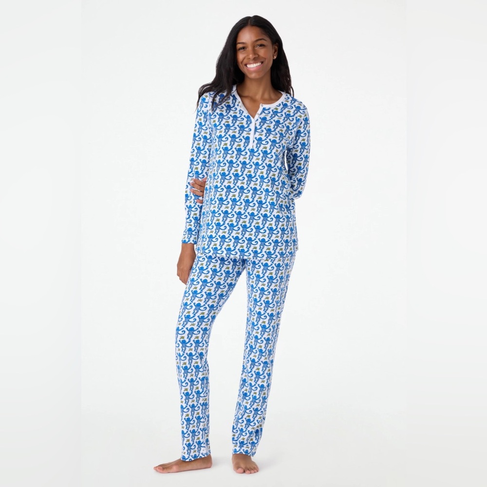 Roller Rabbit Monkey Pajamas Set - Gem